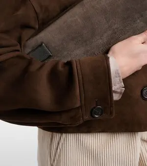 Brunello Cucinelli Cropped Suede Jacket With Cashmere Trim