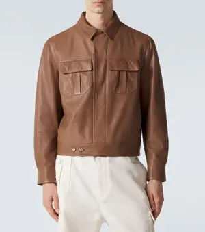Brunello Cucinelli Leather Blouson Jacket - Brown