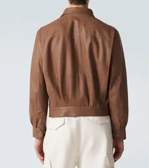 Brunello Cucinelli Leather Blouson Jacket - Brown