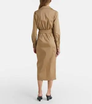 Max Mara Beta Cotton-blend Satin Wrap Dress - Beige