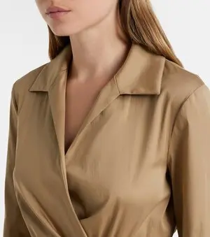 Max Mara Beta Cotton-blend Satin Wrap Dress - Beige