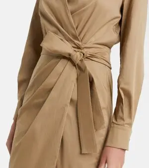 Max Mara Beta Cotton-blend Satin Wrap Dress - Beige