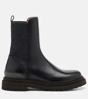 Brunello Cucinelli Monili Leather Chelsea Boots