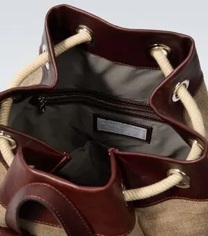 Brunello Cucinelli Leather-trimmed Canvas Backpack - Brown