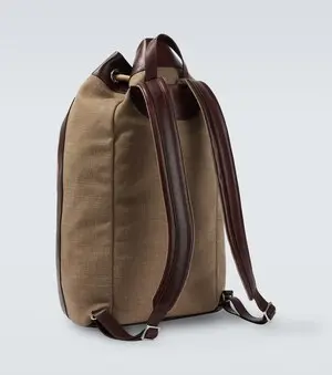Brunello Cucinelli Leather-trimmed Canvas Backpack - Brown