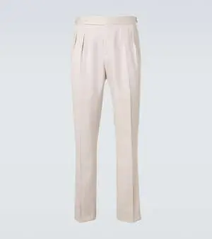 Brunello Cucinelli Silk Straight Leg Pants - White