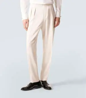 Brunello Cucinelli Silk Straight Leg Pants - White