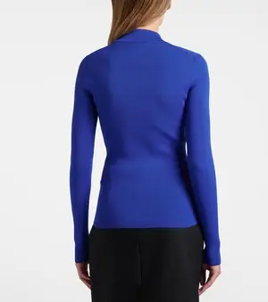 JIL SANDER Ribbed-knit High Neck Sweater - Blue