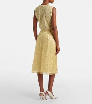 JIL SANDER Floral Organdy Midi Skirt - Yellow