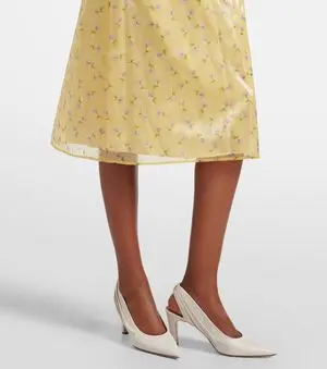 JIL SANDER Floral Organdy Midi Skirt - Yellow