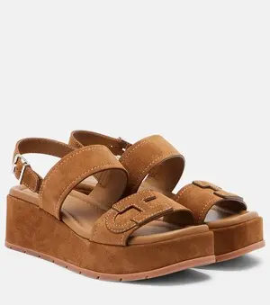 Hogan H703 Suede Platform Sandals