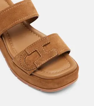 Hogan H703 Suede Platform Sandals