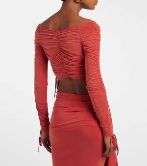 Balmain Ruched Jersey Crop Top