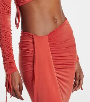 Balmain Draped Jersey Maxi Skirt