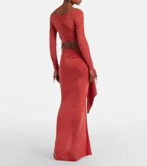 Balmain Draped Jersey Maxi Skirt