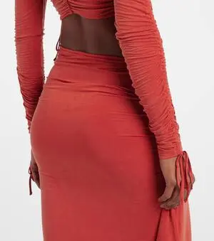Balmain Draped Jersey Maxi Skirt