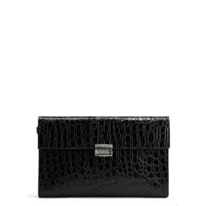 GIUSEPPE ZANOTTI Yannis Crocodile-print Clutch - Black