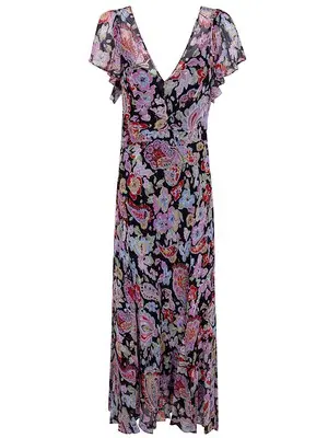 Rixo Bexley Dress In Cara Floral Black - Pink