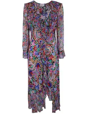 Rixo Gracye Cara Floral Leopard Print Dress - Pink