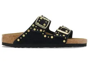BIRKENSTOCK Arizona Rivets Suede Sandals - Black