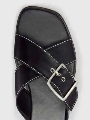 REFORMATION Etta Flat Sandal Leather - Black