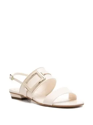 ROGER VIVIER Metal Buckle Leather Sandals - White
