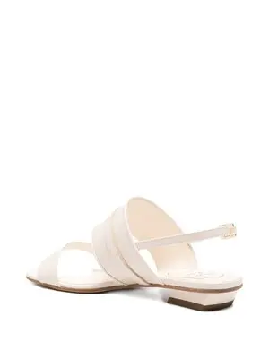 ROGER VIVIER Metal Buckle Leather Sandals - White