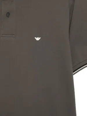 Emporio Armani Logo Cotton Polo Shirt - Grey