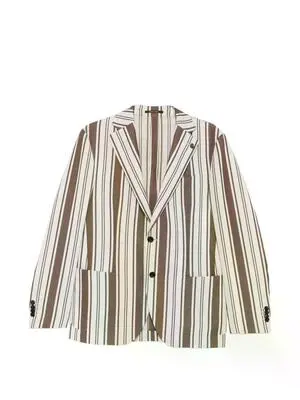 GABRIELE PASINI Striped Single-breasted Blazer - Neutrals