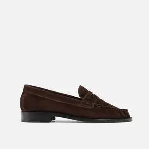 DUKE + DEXTER Cb Suede Ruched Loafer - Brown