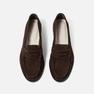 DUKE + DEXTER Cb Suede Ruched Loafer - Brown
