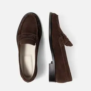 DUKE + DEXTER Cb Suede Ruched Loafer - Brown