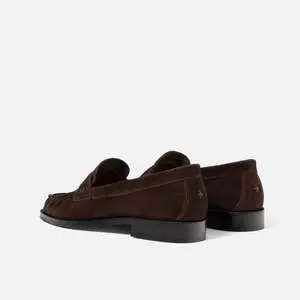 DUKE + DEXTER Cb Suede Ruched Loafer - Brown