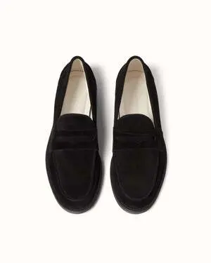 DUKE + DEXTER Wilde Penny Loafer - Black Suede