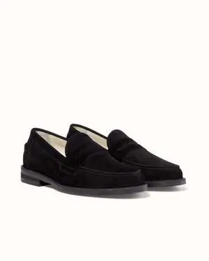 DUKE + DEXTER Wilde Penny Loafer - Black Suede
