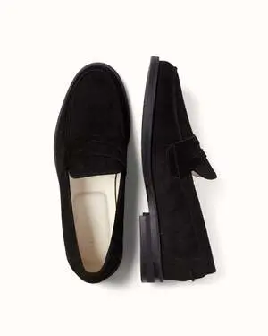 DUKE + DEXTER Wilde Penny Loafer - Black Suede