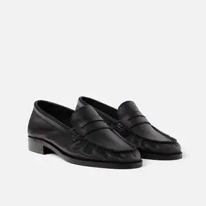 DUKE + DEXTER Ezra Tumbled Ruched Loafer - Black