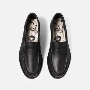 DUKE + DEXTER Ezra Tumbled Ruched Loafer - Black