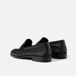 DUKE + DEXTER Ezra Tumbled Ruched Loafer - Black