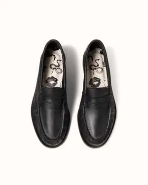 DUKE + DEXTER Ezra Tumbled Ruched Loafer - Black