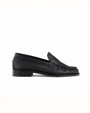 DUKE + DEXTER Ezra Tumbled Ruched Loafer - Black