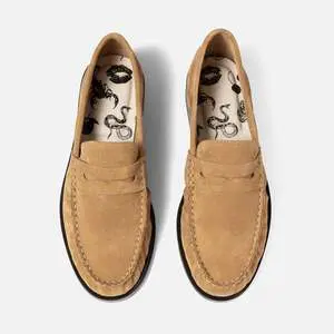 DUKE + DEXTER Ezra Suede Ruched Loafer