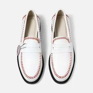 DUKE + DEXTER Wilde Dexter Penny Loafer In White Nappa Leather - Baseball