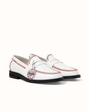 DUKE + DEXTER Wilde Dexter Penny Loafer In White Nappa Leather - Baseball