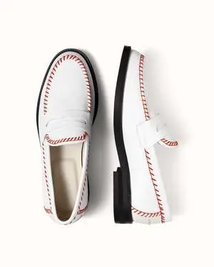 DUKE + DEXTER Wilde Dexter Penny Loafer In White Nappa Leather - Baseball