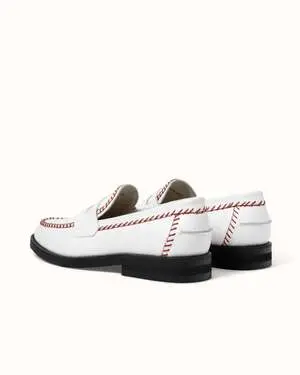 DUKE + DEXTER Wilde Dexter Penny Loafer In White Nappa Leather - Baseball