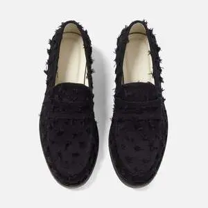 DUKE + DEXTER Wilde Punched Denim Penny Loafer - Black