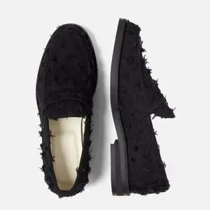 DUKE + DEXTER Wilde Punched Denim Penny Loafer - Black