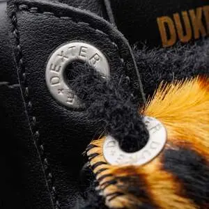 DUKE + DEXTER Plus Duke Leather And Suede Sneakers With Detachable Leopard Print Pony Hair Tongues - Black
