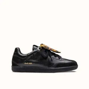 DUKE + DEXTER Plus Duke Leather And Suede Sneakers With Detachable Leopard Print Pony Hair Tongues - Black